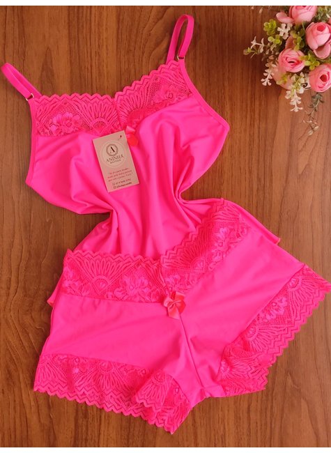 Baby Doll Color Rosa Neon - Aninha Intimates Lingerie