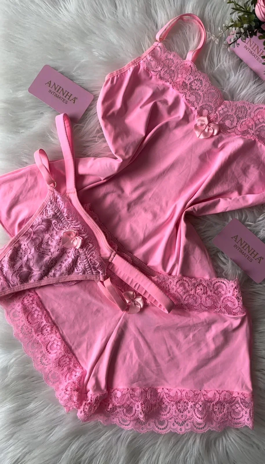 KIT Baby Doll Color + 2 Calcinhas - Rosa Babaloo